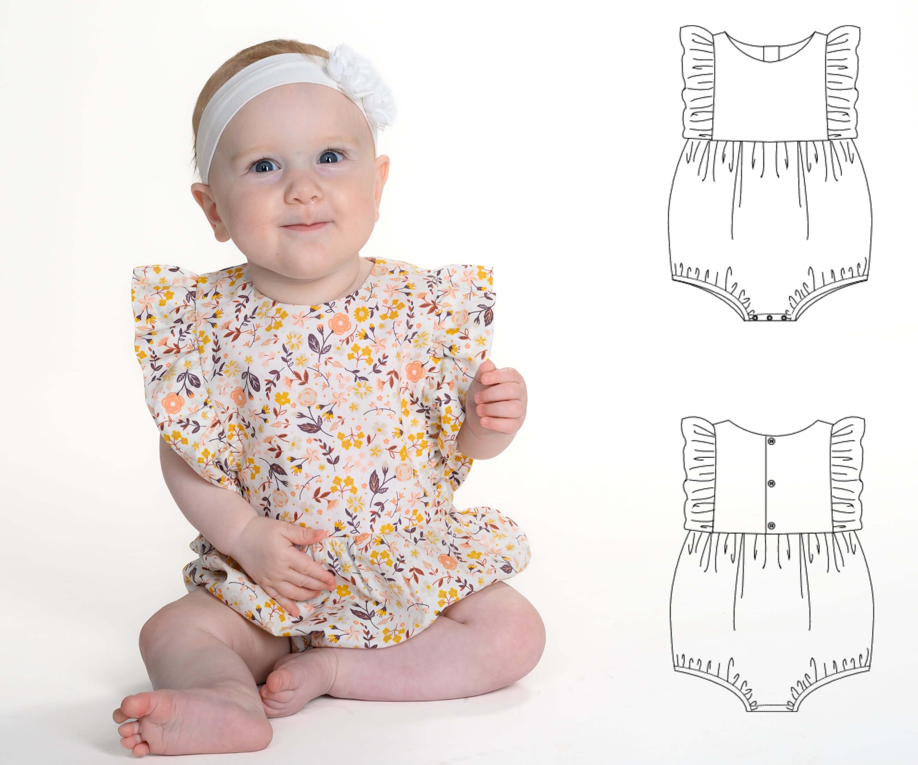 Sewing pattern for baby girl bloomers/short overalls PDF Chiara ...
